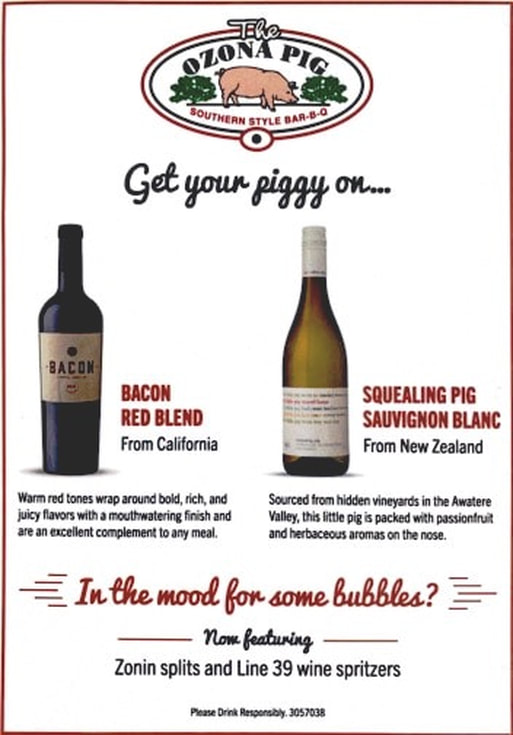 The Ozona Pig House Menu - The Ozona Pig