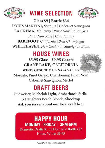 The Ozona Pig House Menu - The Ozona Pig